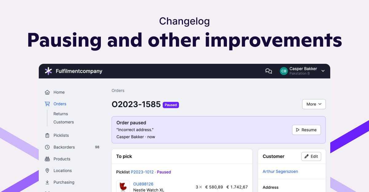 Changelog: Pausing and other improvements - Picqer Blog