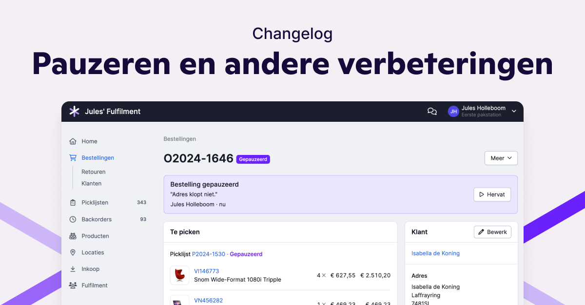 Changelog: Pauzeren en andere verbeteringen - Picqer Blog